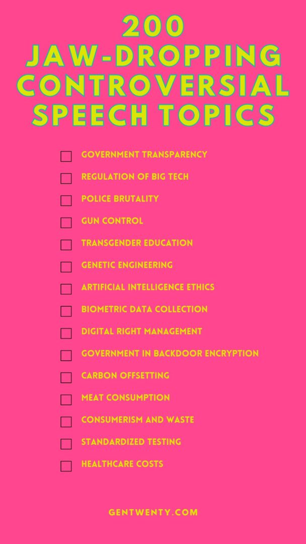 200 Jaw-Dropping Controversial Speech Topics - GenTwenty