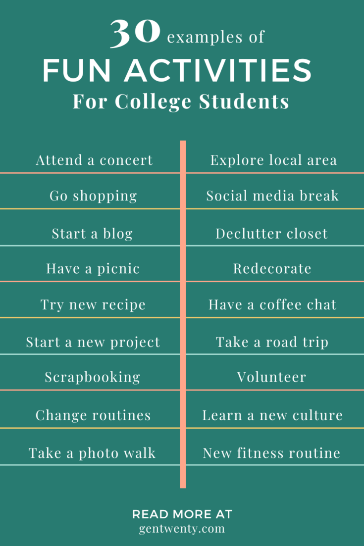 30 Activities for College Students - GenTwenty